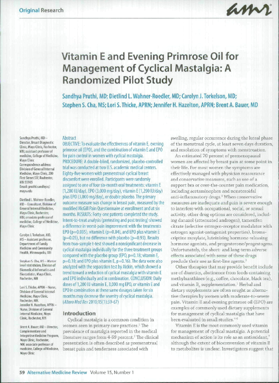 (PDF) Vitamin E and evening primrose oil for management of cyclical ...