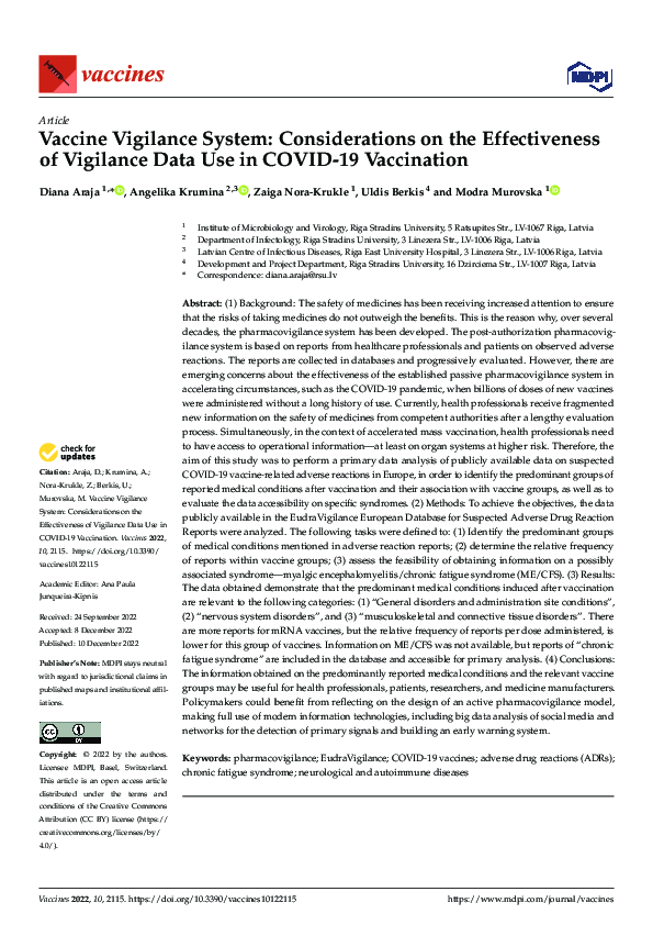 (PDF) Vaccine Vigilance System: Considerations on the Effectiveness of Vigilance Data Use in ...