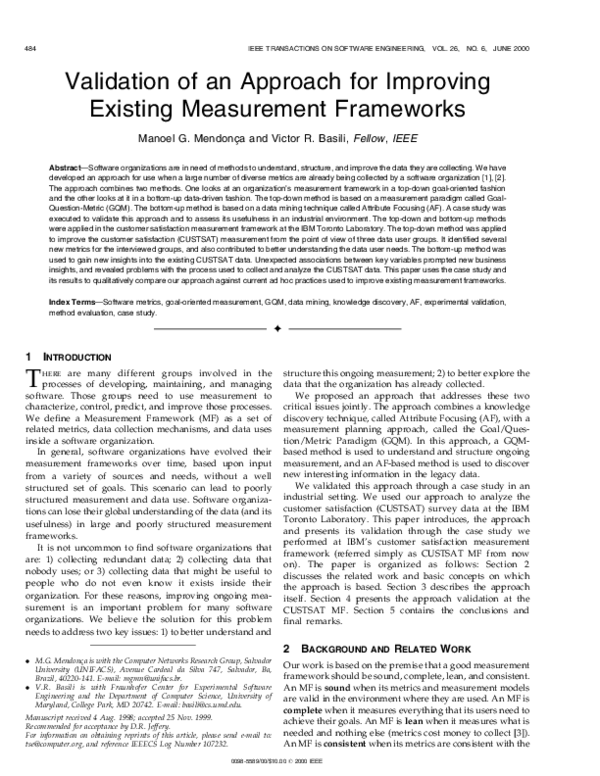 (PDF) Validation of an approach for improving existing measurement frameworks