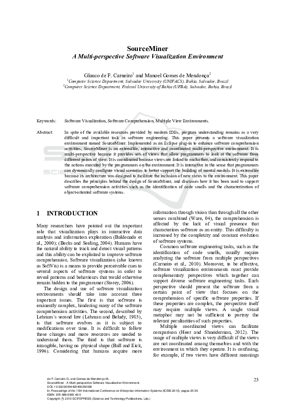 (PDF) SourceMiner - A Multi-perspective Software Visualization Environment