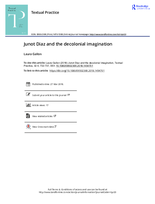 (PDF) Junot Díaz and the Decolonial Imagination