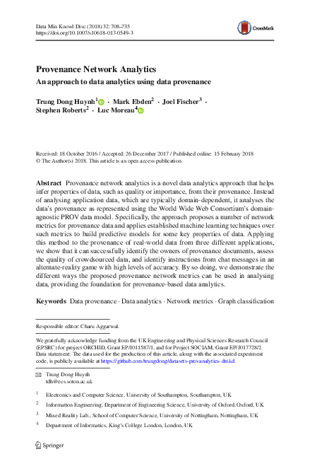 (PDF) Provenance Network Analytics
