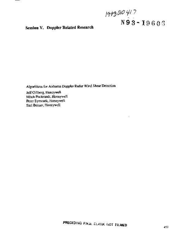 (PDF) Algorithms for airborne Doppler radar wind shear detection