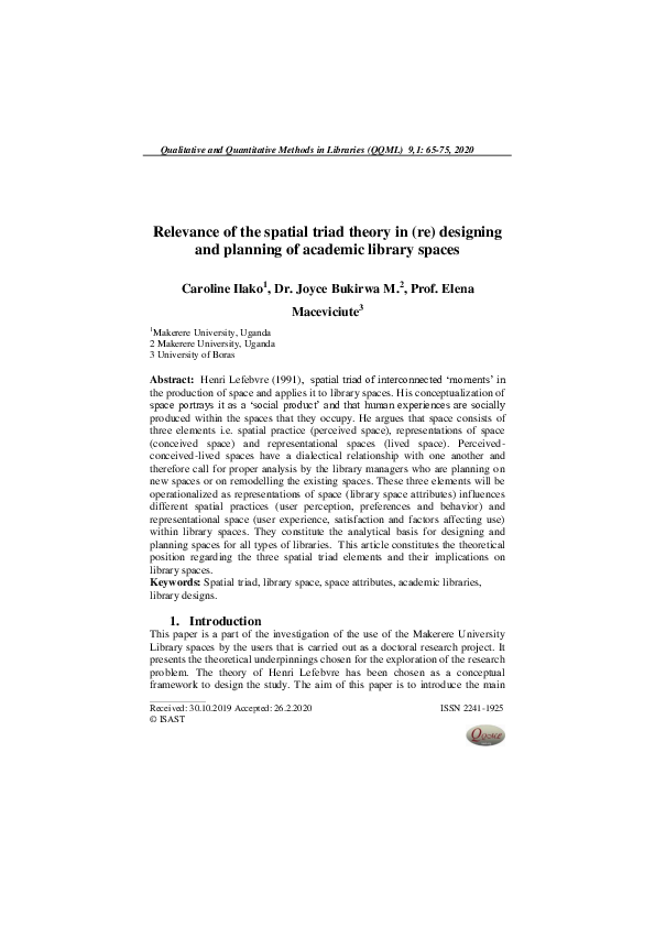 (PDF) Relevance of the spatial triad theory in (re) designing and ...