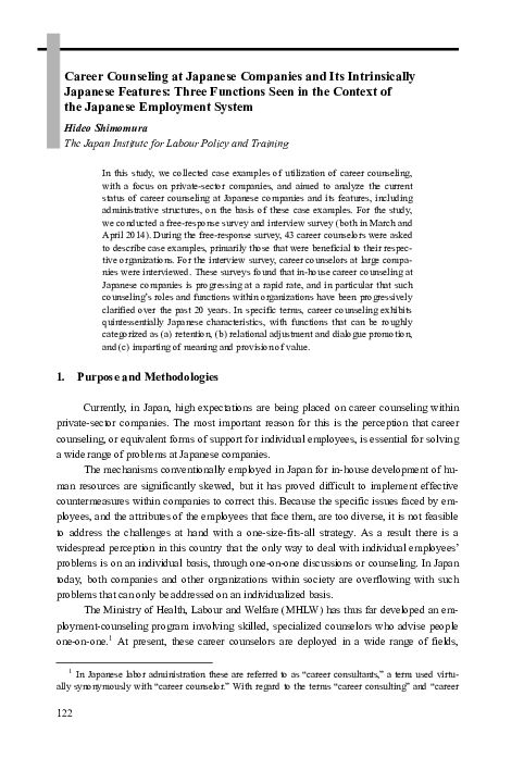 (PDF) Career counseling at japanese companies and its intrinsically ...