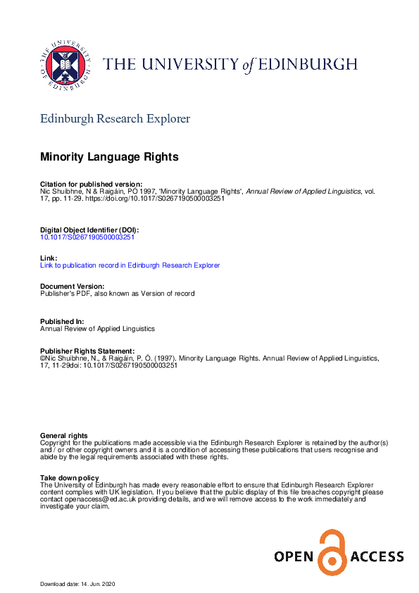 (PDF) Minority Language Rights