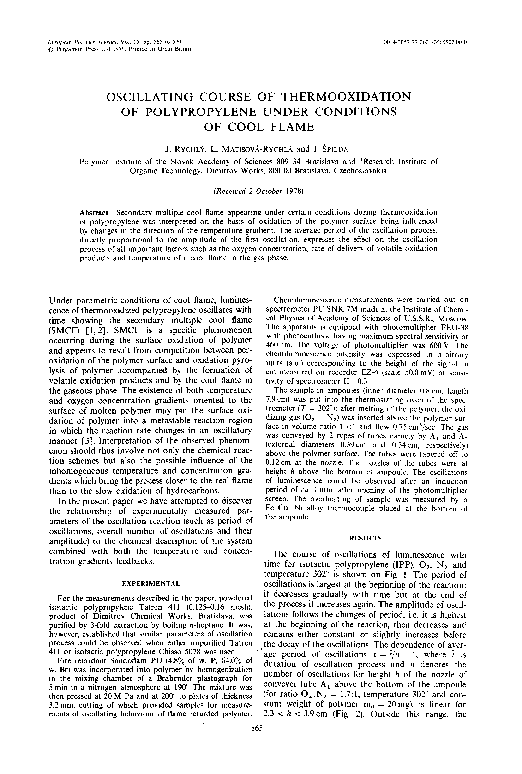 (PDF) Oscillating course of thermooxidation of polypropylene under ...