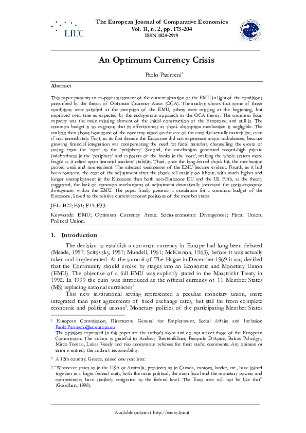 (PDF) An Optimum Currency Crisis