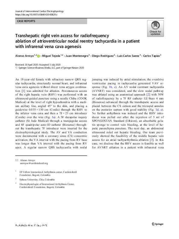 (PDF) Transhepatic right vein access for radiofrequency ablation of ...