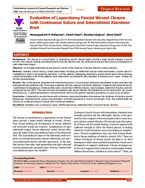 (PDF) Evaluation of Laparotomy Fascial Wound Closure with Continuous ...