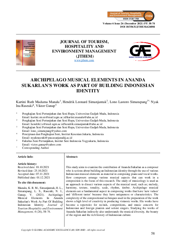 (PDF) Archipelago Musical Elements in Ananda Sukarlan's Work as Part of ...