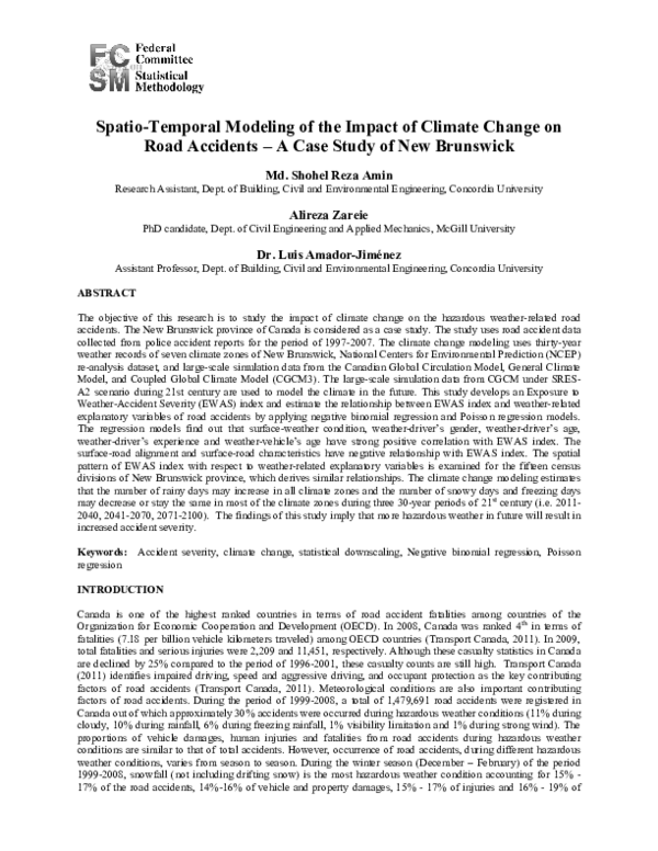 (PDF) Spatio-temporal modeling of the impact of climate change on road accidents - A Case Study ...
