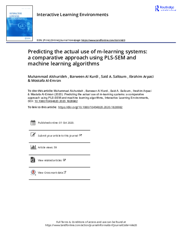(PDF) Predicting the actual use of m-learning systems: a comparative ...