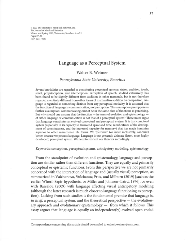 (PDF) Language as a Perceptual System | Walter B. Weimer - Academia.edu