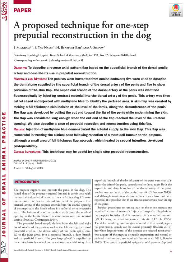 (PDF) A proposed technique for one‐step preputial reconstruction in the dog