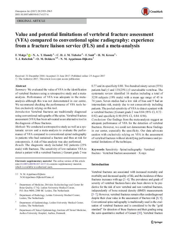(PDF) Value and potential limitations of vertebral fracture assessment (VFA) compared to ...