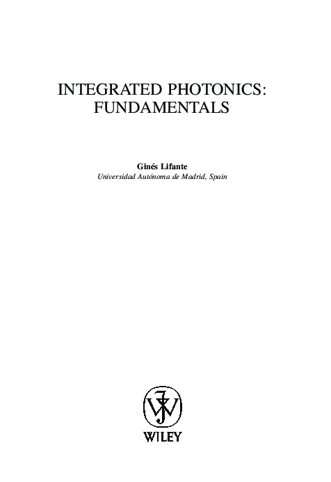 (PDF) Integrated Photonics: Fundamentals