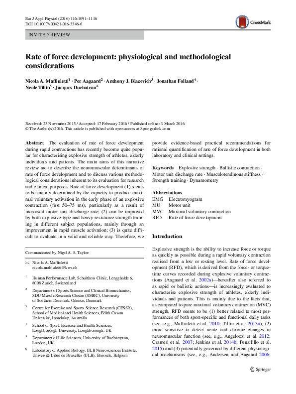 (PDF) Rate of force development: physiological and methodological ...