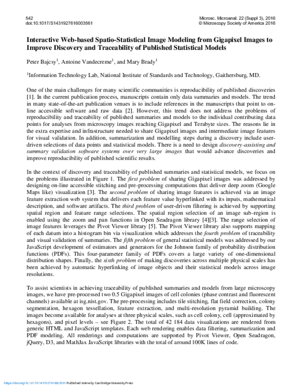 (PDF) Interactive Web-based Spatio-Statistical Image Modeling from Gigapixel Images to Improve ...