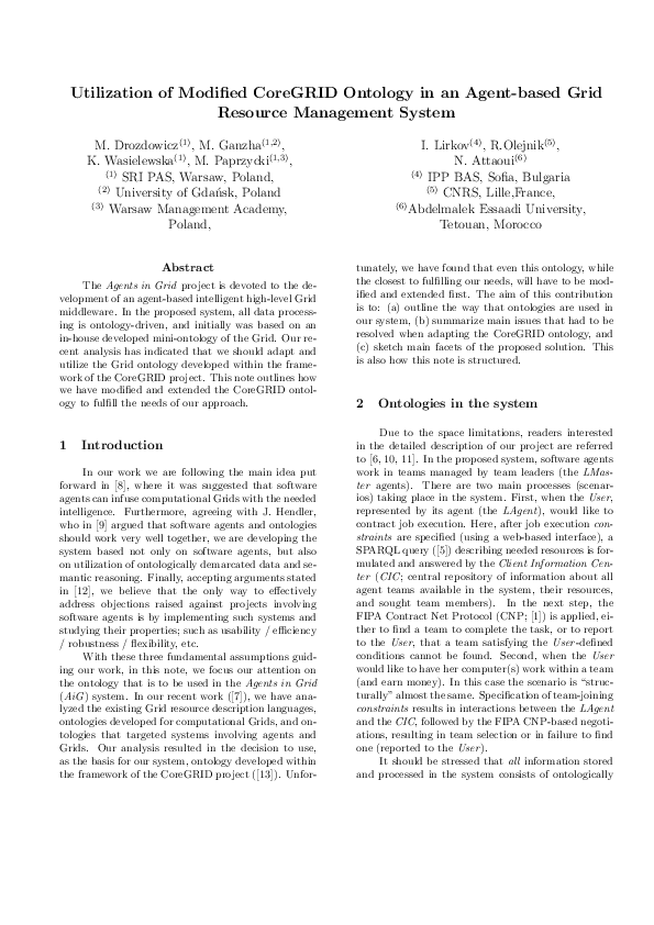 (PDF) Utilization of Modified CoreGRID Ontology in an Agent-based Grid Resource Management System
