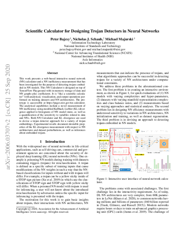(PDF) Scientific Calculator for Designing Trojan Detectors in Neural Networks