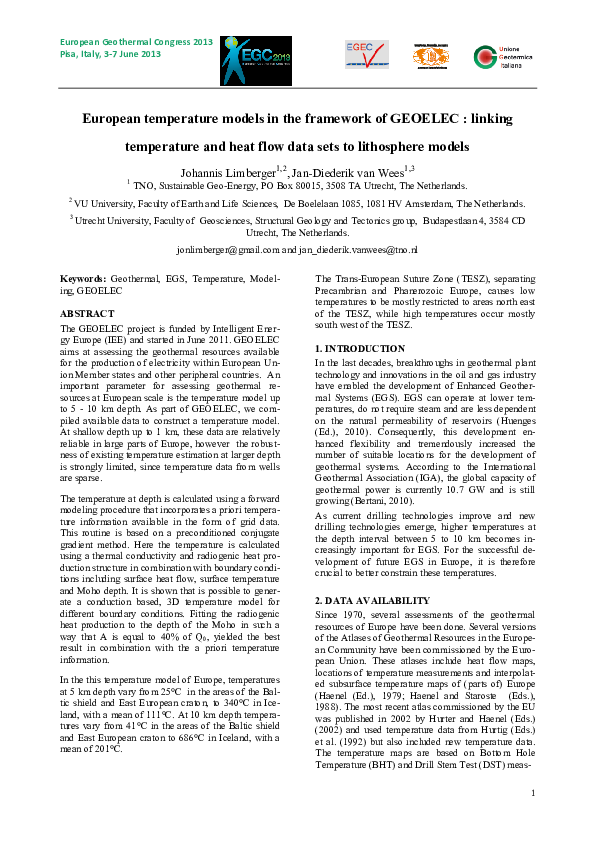 (PDF) European temperature models in the framework of GEOELEC: linking ...