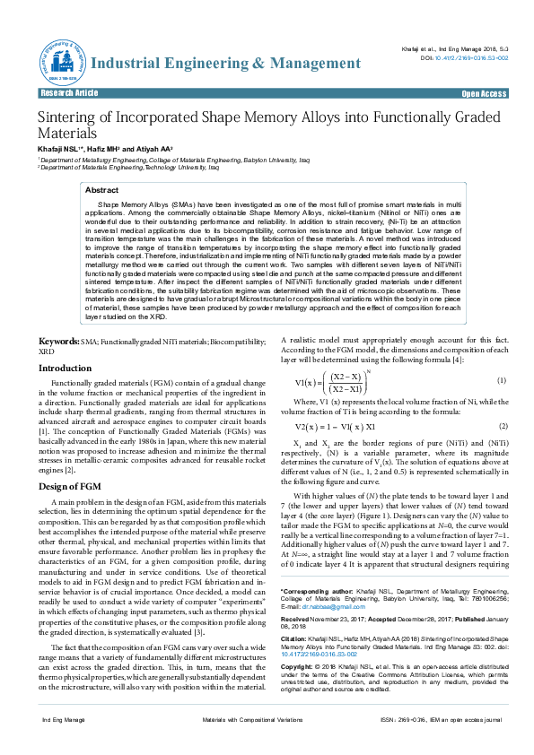 (PDF) Sintering Shape Memory Alloys in Functionally Graded Materials