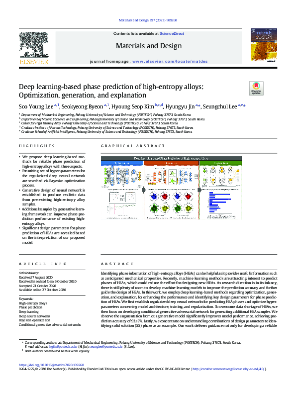 (PDF) Deep learning-based phase prediction of high-entropy alloys: Optimization, generation, and ...