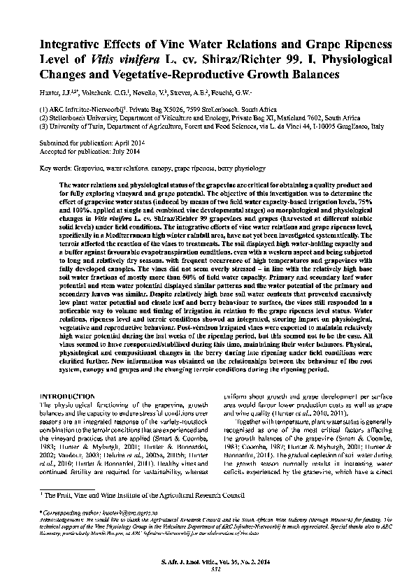(PDF) Integrative Effects of Vine Water Relations and Grape Ripeness ...
