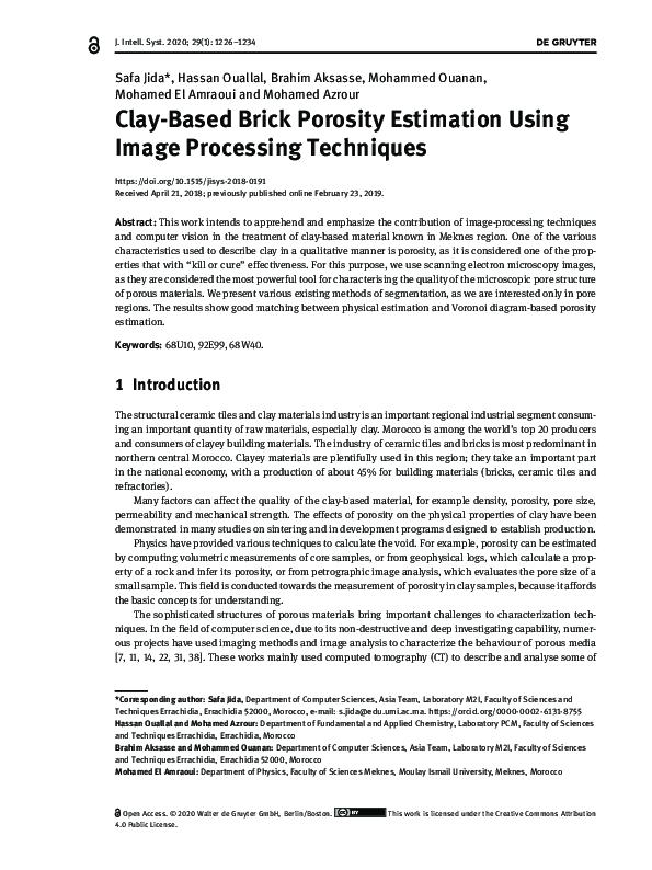(PDF) Clay-Based Brick Porosity Estimation Using Image Processing Techniques