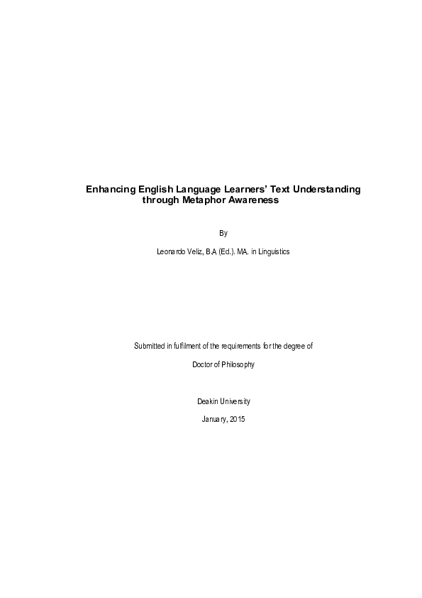 (PDF) Enhancing English language learners’ text understanding through metaphor awareness ...