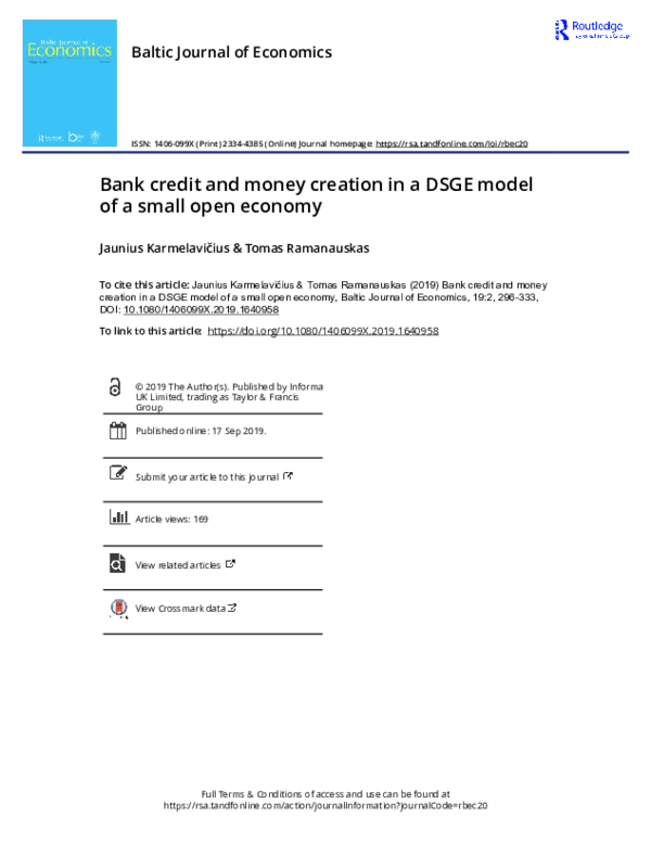 (PDF) Bank credit and money creation in a DSGE model of a small open economy