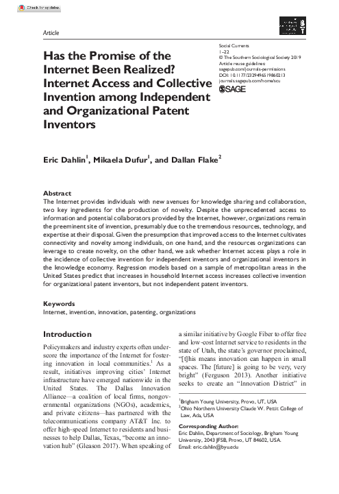 (PDF) Has the Promise of the Internet Been Realized? Internet Access ...