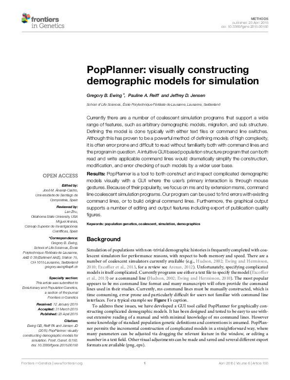 (PDF) PopPlanner: visually constructing demographic models for simulation