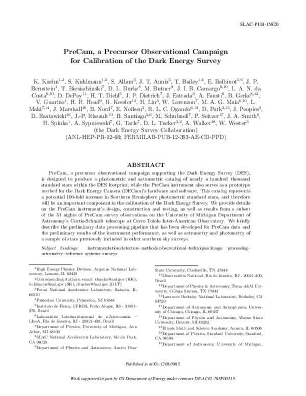 (PDF) PreCam: A Precursor Observational Campaign for Calibration of the ...