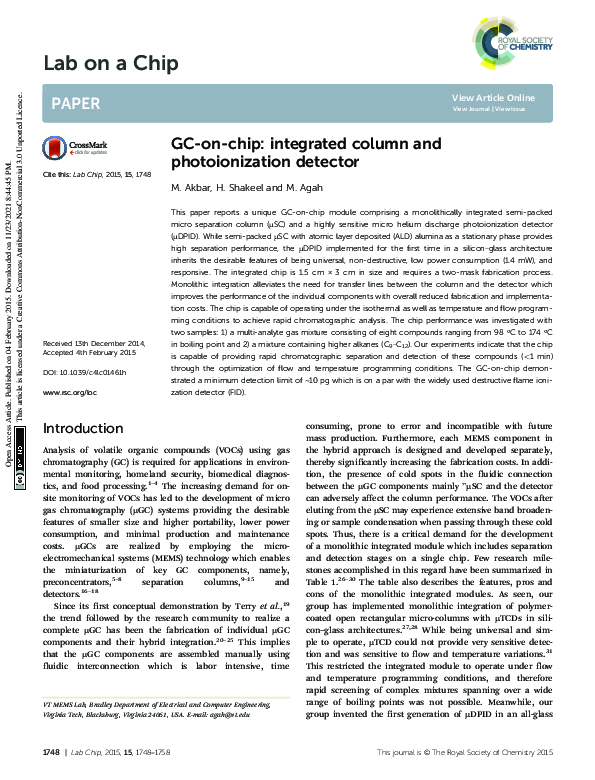 (PDF) GC-on-chip: integrated column and photoionization detector
