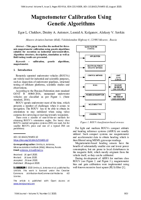 (PDF) Magnetometer Calibration Using Genetic Algorithms | Leonid Kolganov - Academia.edu