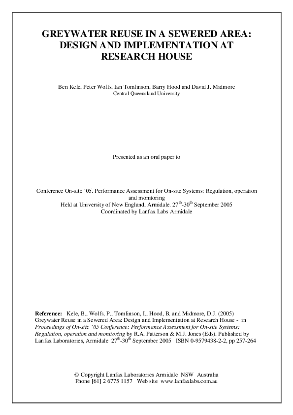 (PDF) Greywater Reuse in a Sewered Area Design and Implementation at ...