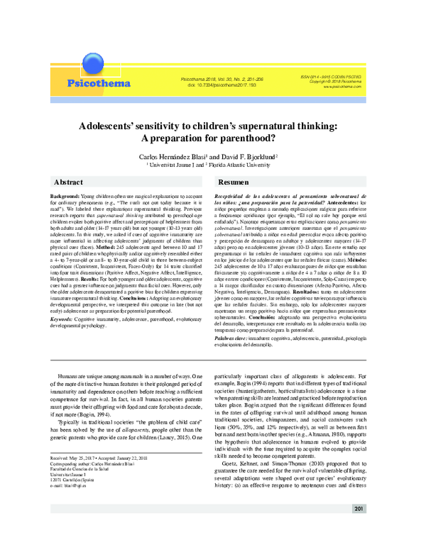 (PDF) Adolescents' sensitivity to children's supernatural thinking: A ...
