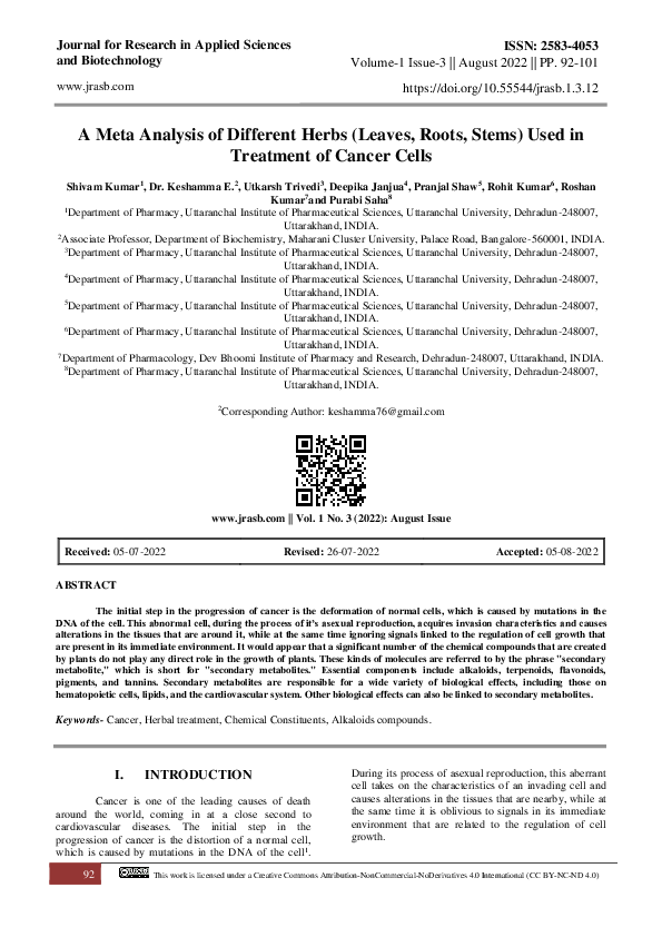 (PDF) A Meta Analysis of Different Herbs (Leaves, Roots, Stems) Used in ...
