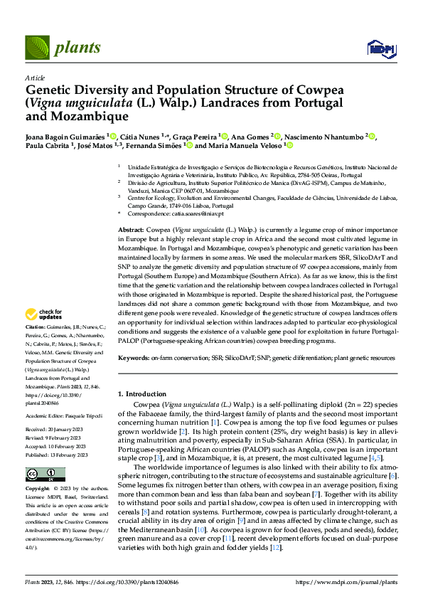 (PDF) Genetic Diversity and Population Structure of Cowpea (Vigna unguiculata (L.) Walp ...