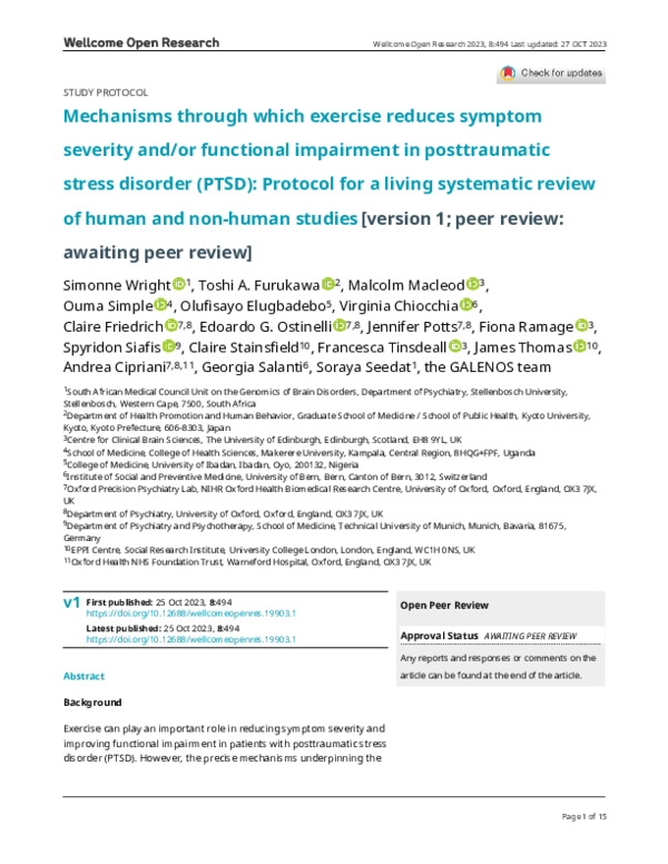 (PDF) Mechanisms through which exercise reduces symptom severity and/or ...