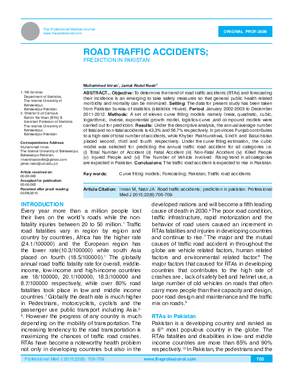 (PDF) Road Traffic Accidents