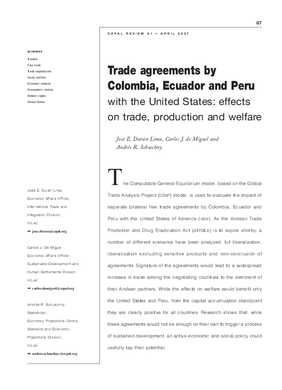 (PDF) Trade agreements by Colombia, Ecuador and Peru with the United ...