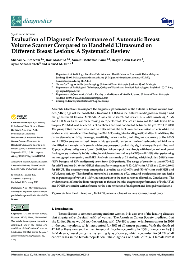 (PDF) Evaluation of Diagnostic Performance of Automatic Breast Volume ...