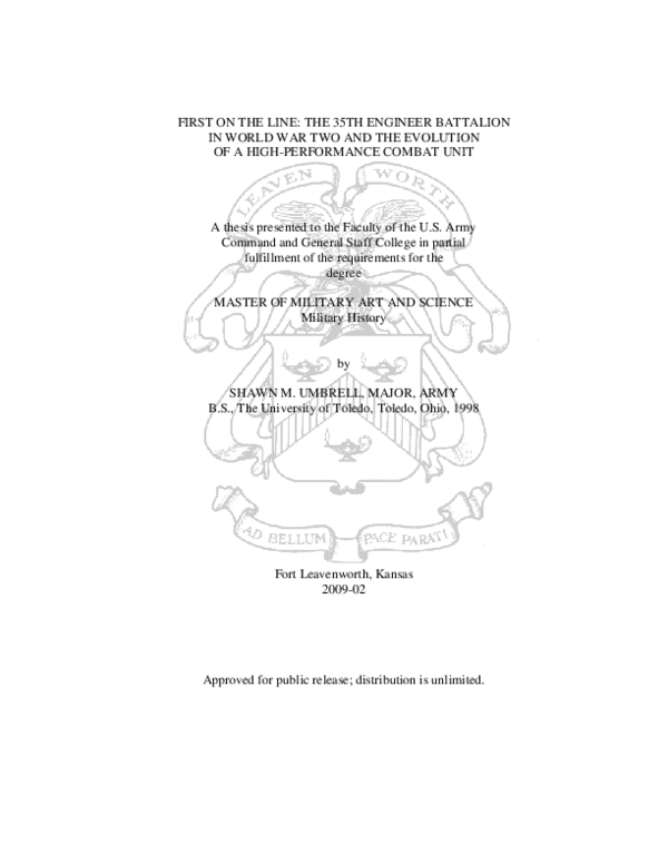 (PDF) First on the Line: The 35th Engineer Battalion in World War Two ...