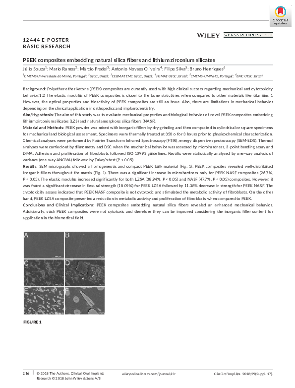 (PDF) PEEK composites embedding natural silica fibers and lithium ...