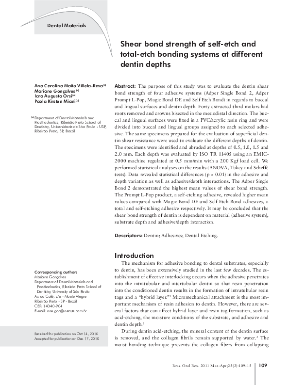 (PDF) Shear bond strength of self-etch and total-etch bonding systems ...