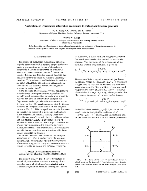 (PDF) Application of Gegenbauer integration techniques to virtual annihilation processes