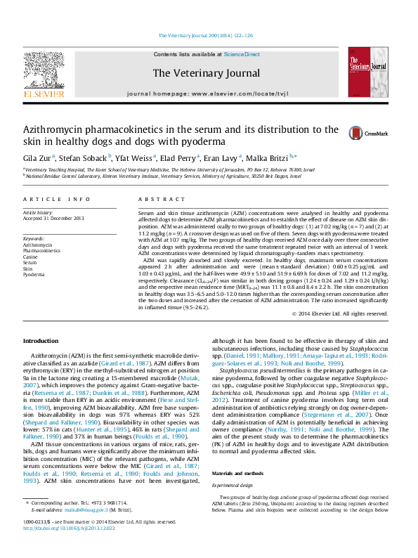 (PDF) Azithromycin pharmacokinetics in the serum and its distribution ...